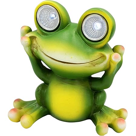 Bo-Toys Solar Powered Frog with 2 Birds Outdoor LED Garden Light Decor ...