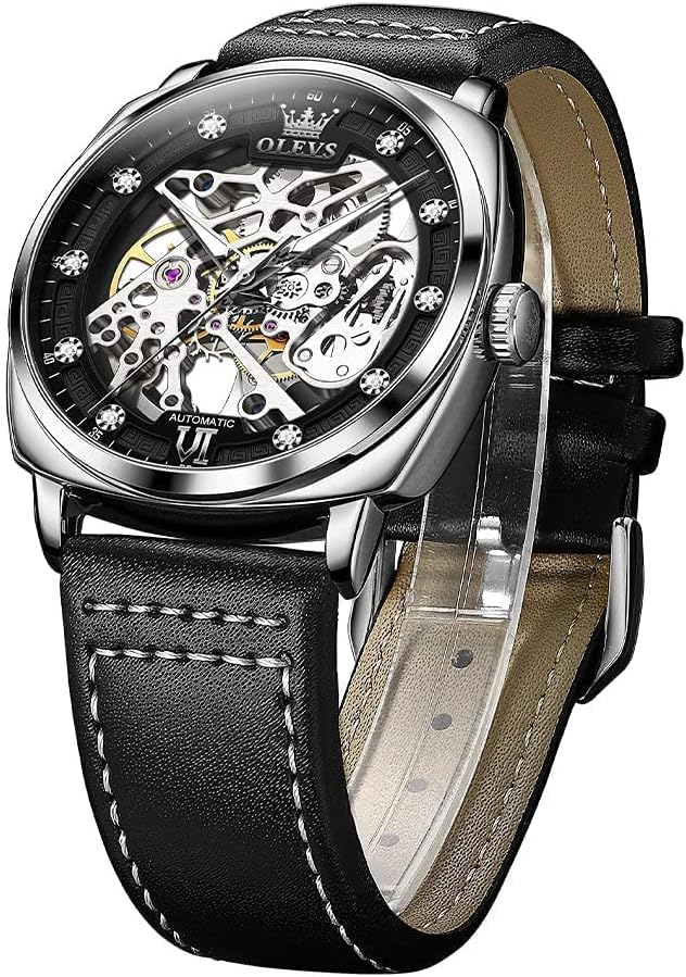 Amazon.com: OLEVS Automatic Watch for Men Self Winding Diamond Day Date ...