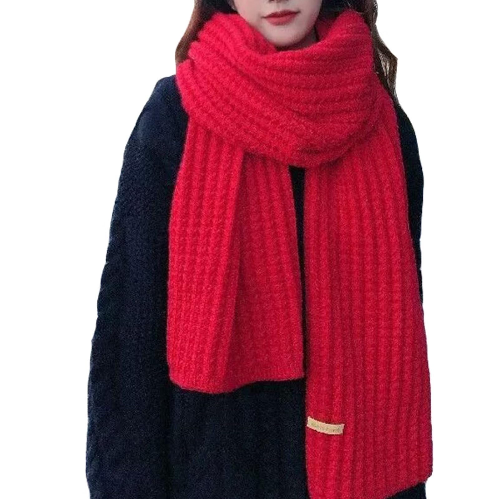 LC&QS Winter Scarfs for Women,Winter Chunky Knitted Scarf,Fashion Solid ...