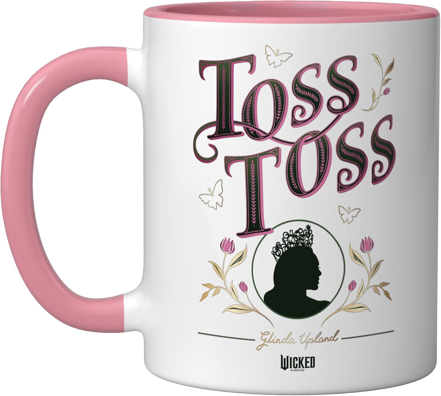 Amazon.com | Wicked Glinda Toss Toss Ceramic Mug, Pink/White: Coffee ...