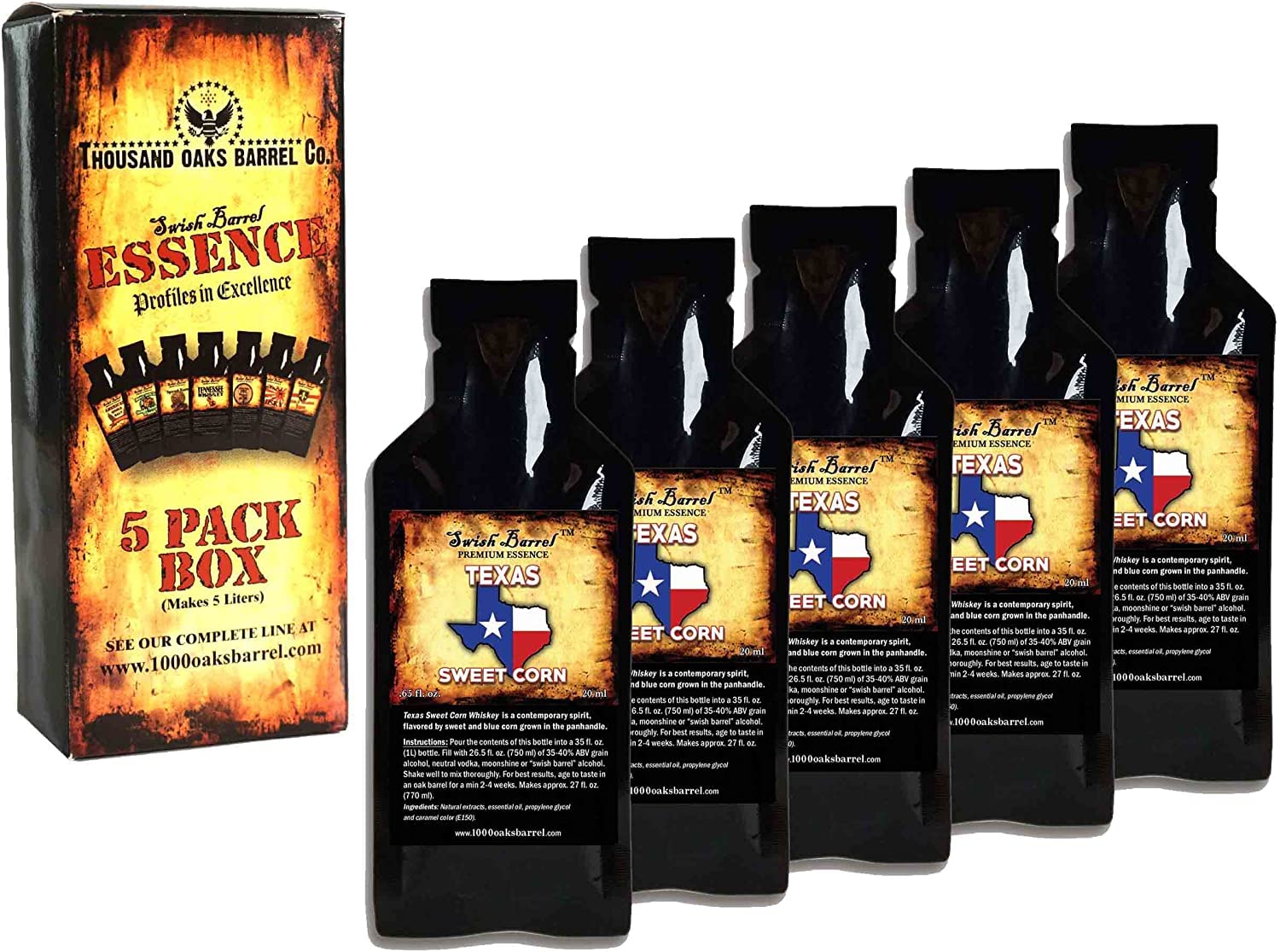 Amazon.com: Texas Sweet Corn Whiskey Premium Essence 5 pack | Bootleg ...
