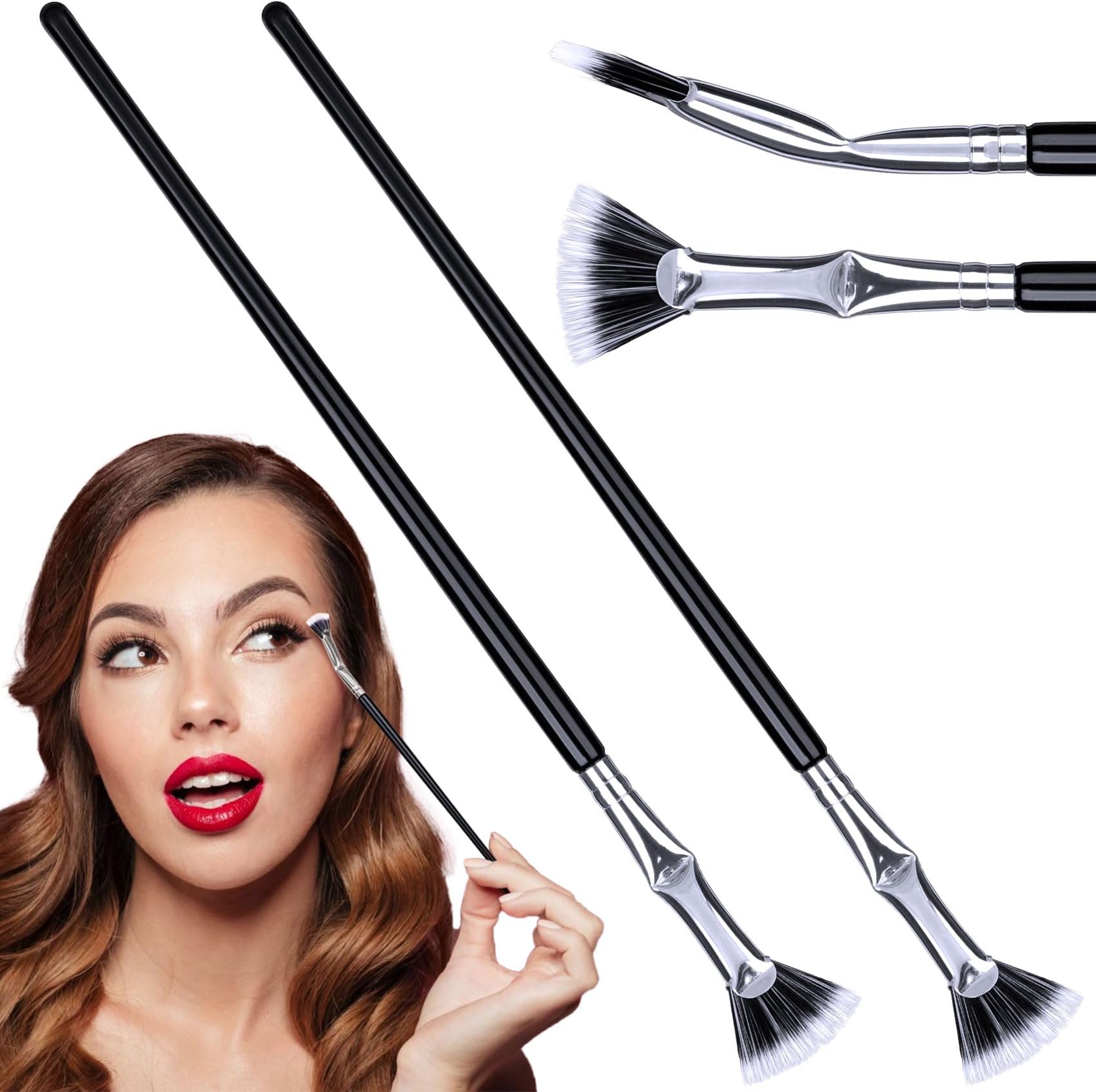 Amazon.com: 4pcs Mascara Fan Brush for Lashes, Folding Angle Scalloped ...