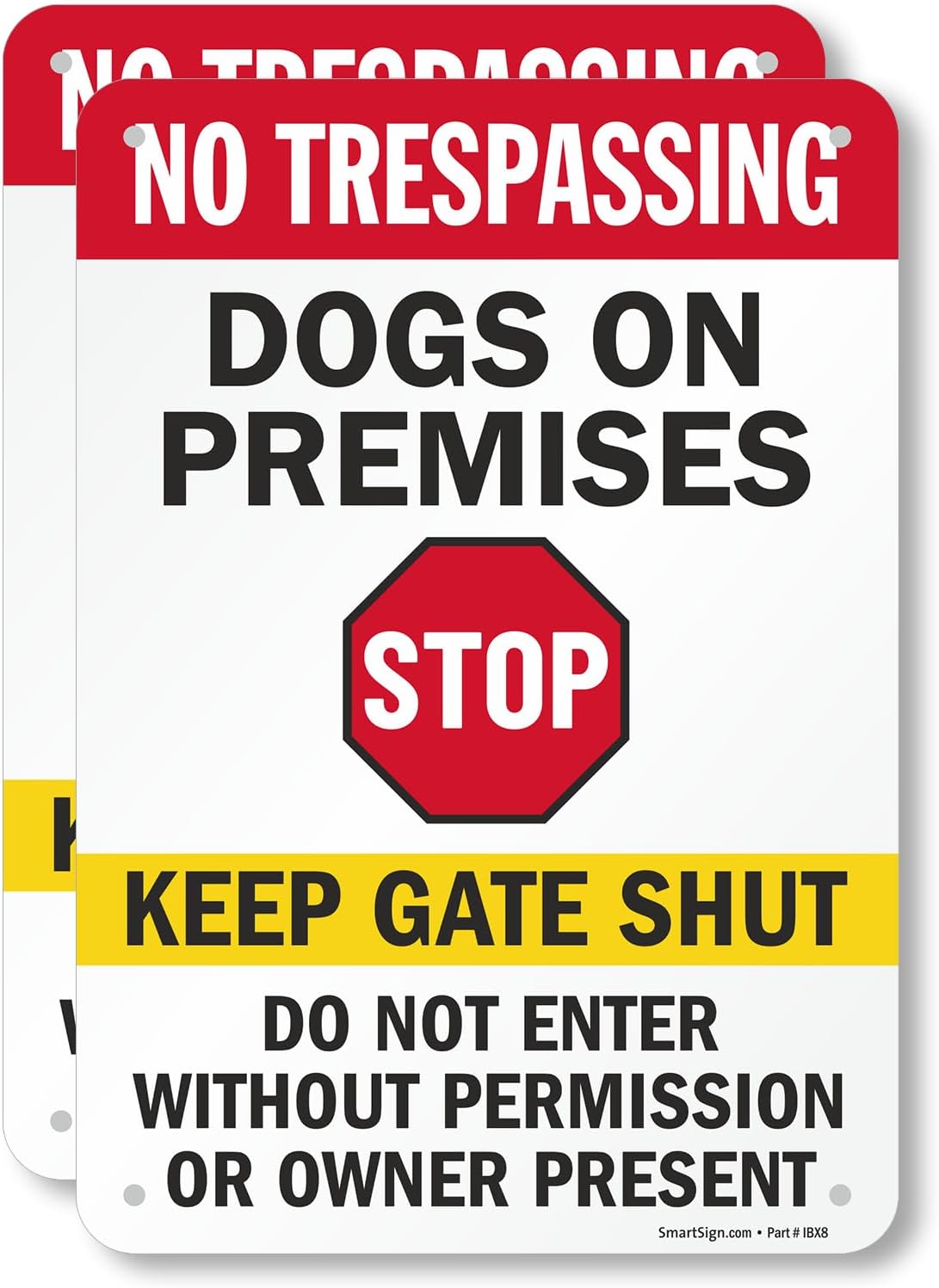 Amazon.com: SmartSign 2-Pack No Trespassing Dogs on Premises Keep Gate ...