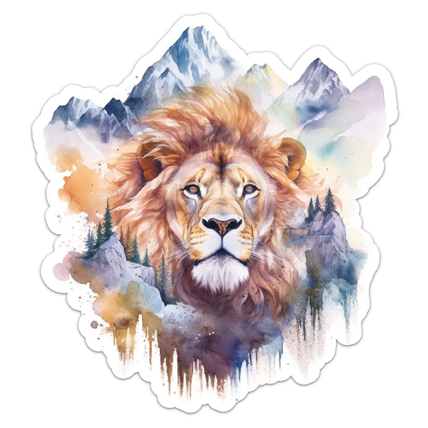 Amazon.com - Watercolor Lion Animal Sticker, Car Bumper, Laptop, Water ...