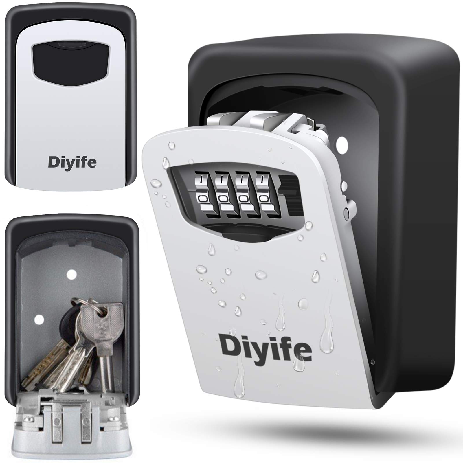 Key Lock Box, [Weatherproof] Diyife 4-Digit Combination Outdoor Wall ...