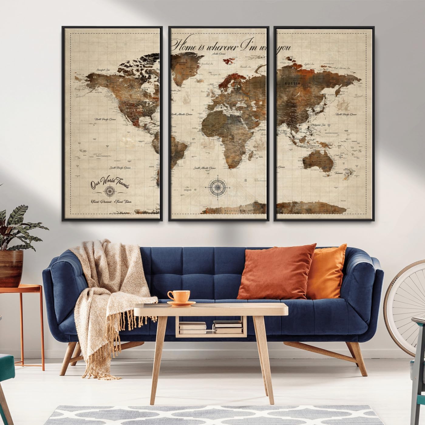 Amazon.com: Sami Eymur Personalized Push Pin World Map for Wall - Travel Map with Pins, Framed ...