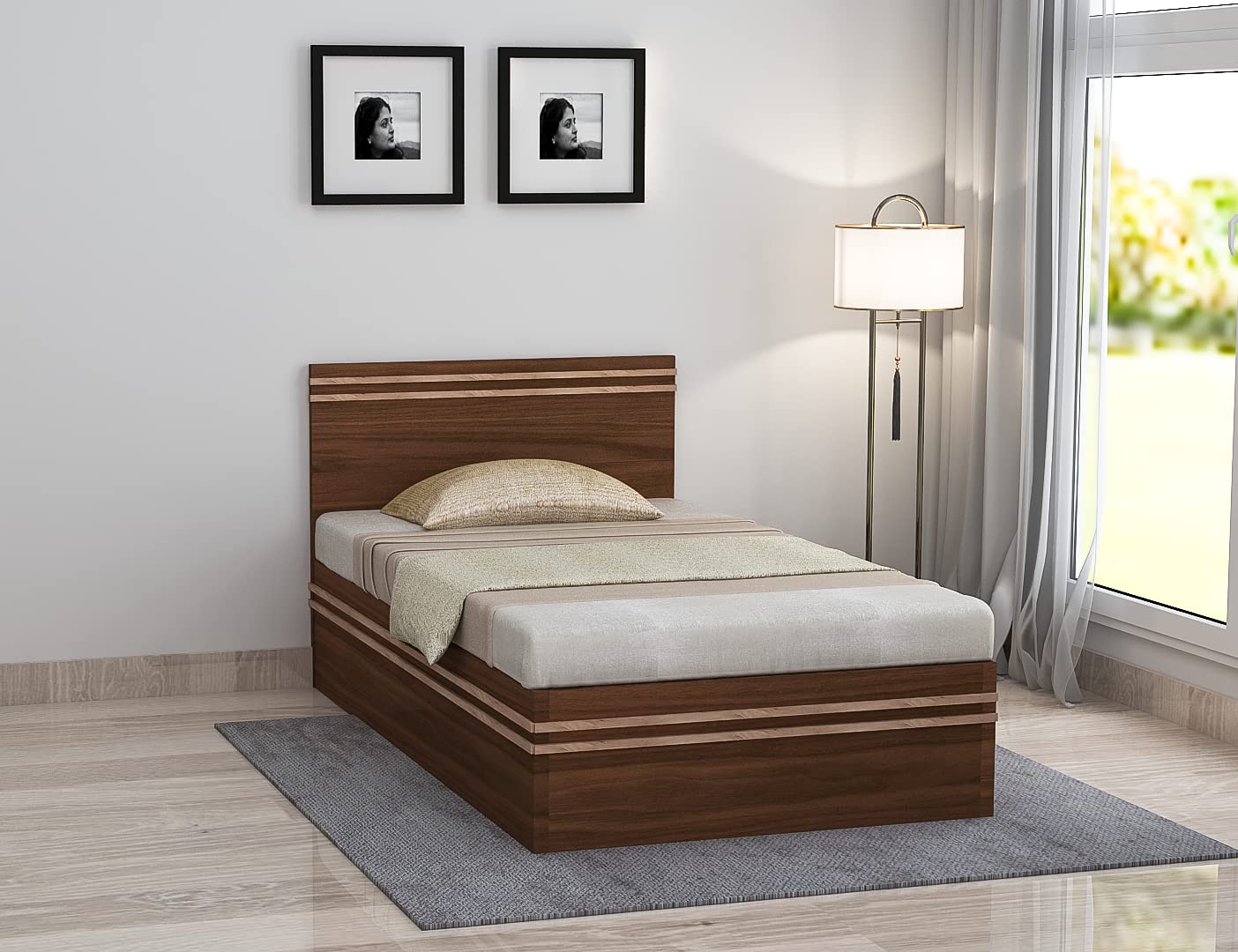 V Create Store Engineered Wood Box Single Bed with Storage -(Brown ...