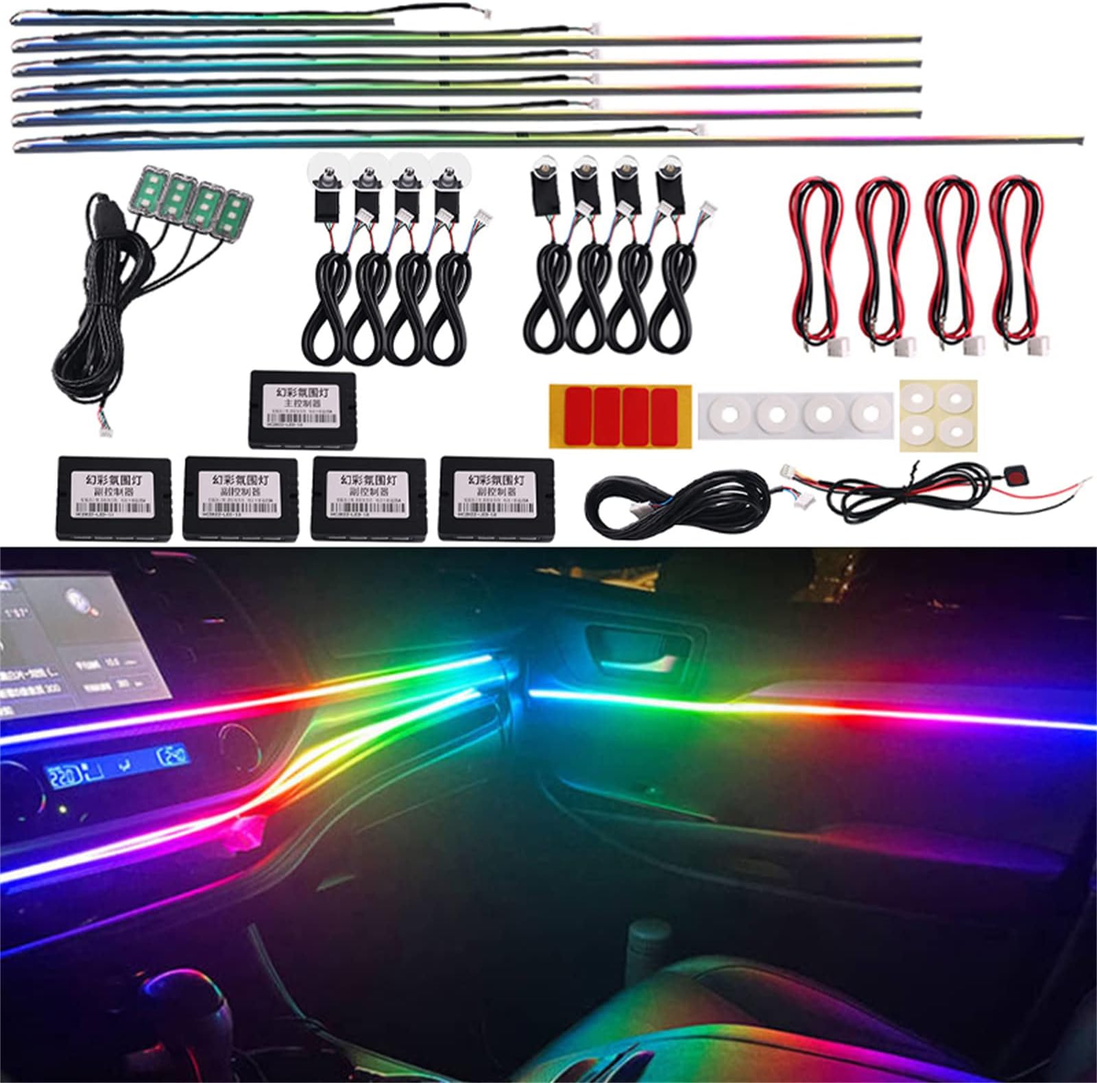 Colore RGB Symphony Car Atmosphere Interni LED Guida in Acrilico Fibra ...