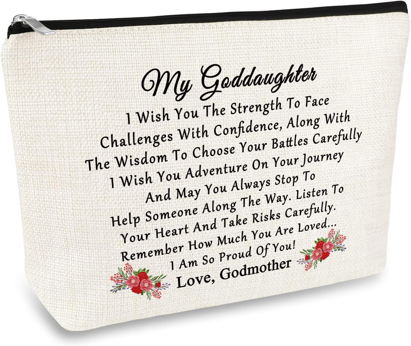 Amazon.com: Goddaughter Gift from Godmother Cosmetic Bag Inspirational ...