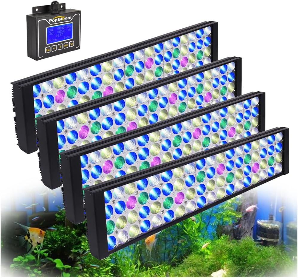 Amazon.com: PopBloom Led Aquarium Light 60W-240W, WRGB Full Spectrum Fish Tank Light with Timer ...
