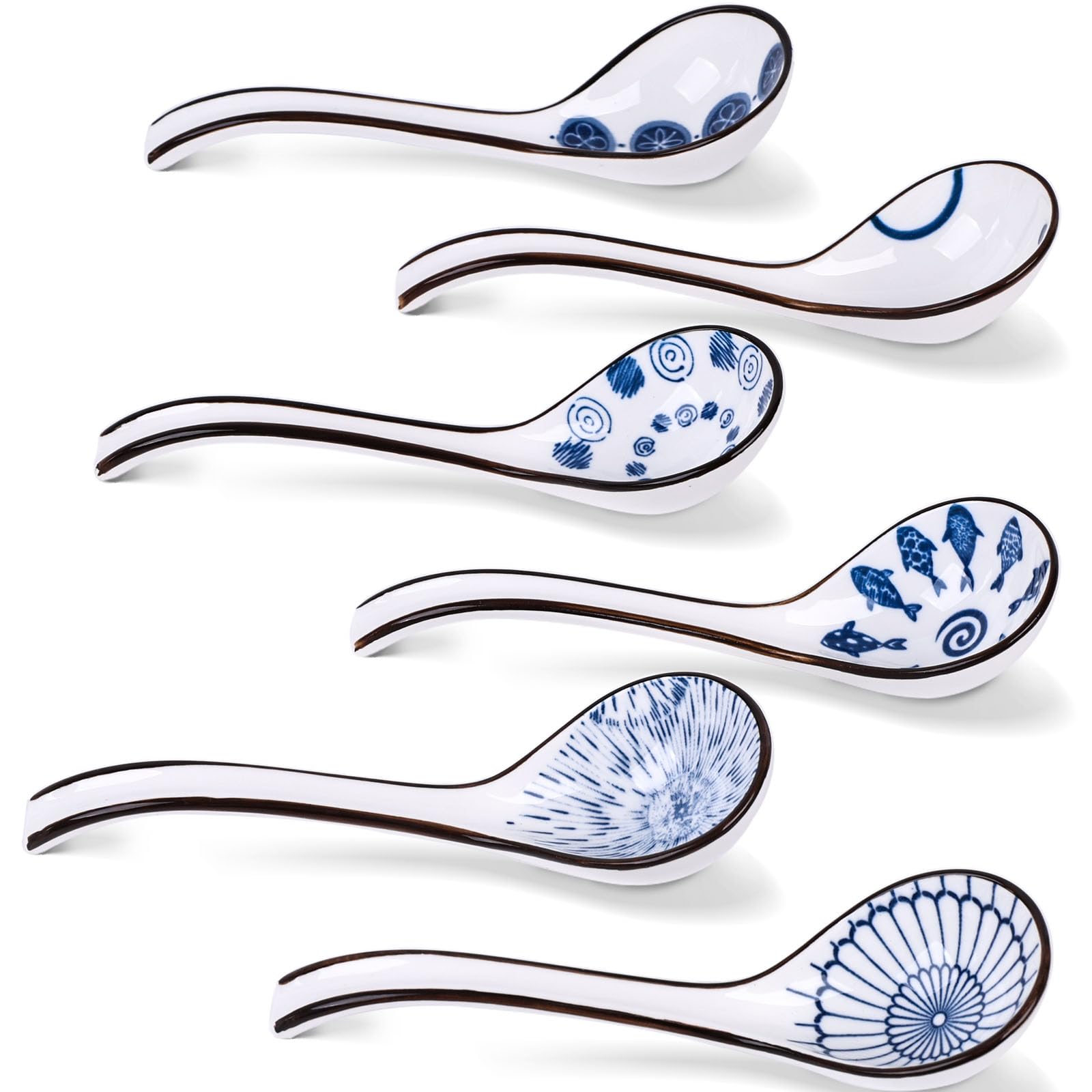 HANSGO Asian Soup Spoon, Japanese Ramen Spoons with Long Handle for ...