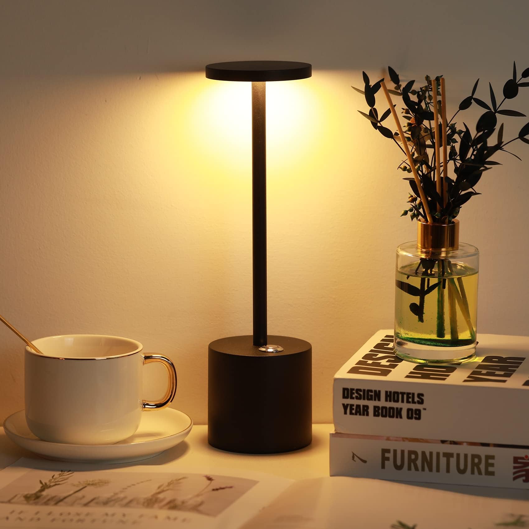 Perkisboby Cordless Table Lamp, 6000mAh Rechargeable LED Table Lamp ...