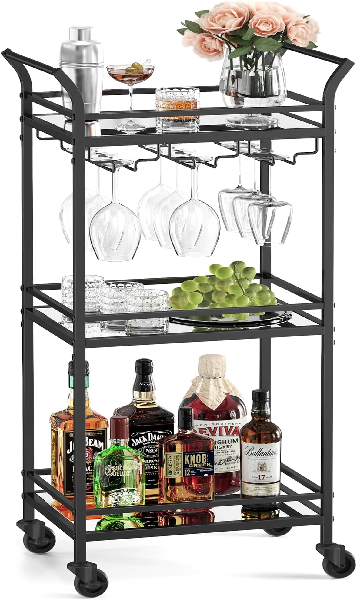 Amazon.com - VASAGLE Bar Cart, Home Bar Serving Cart, Small Bar Cart ...
