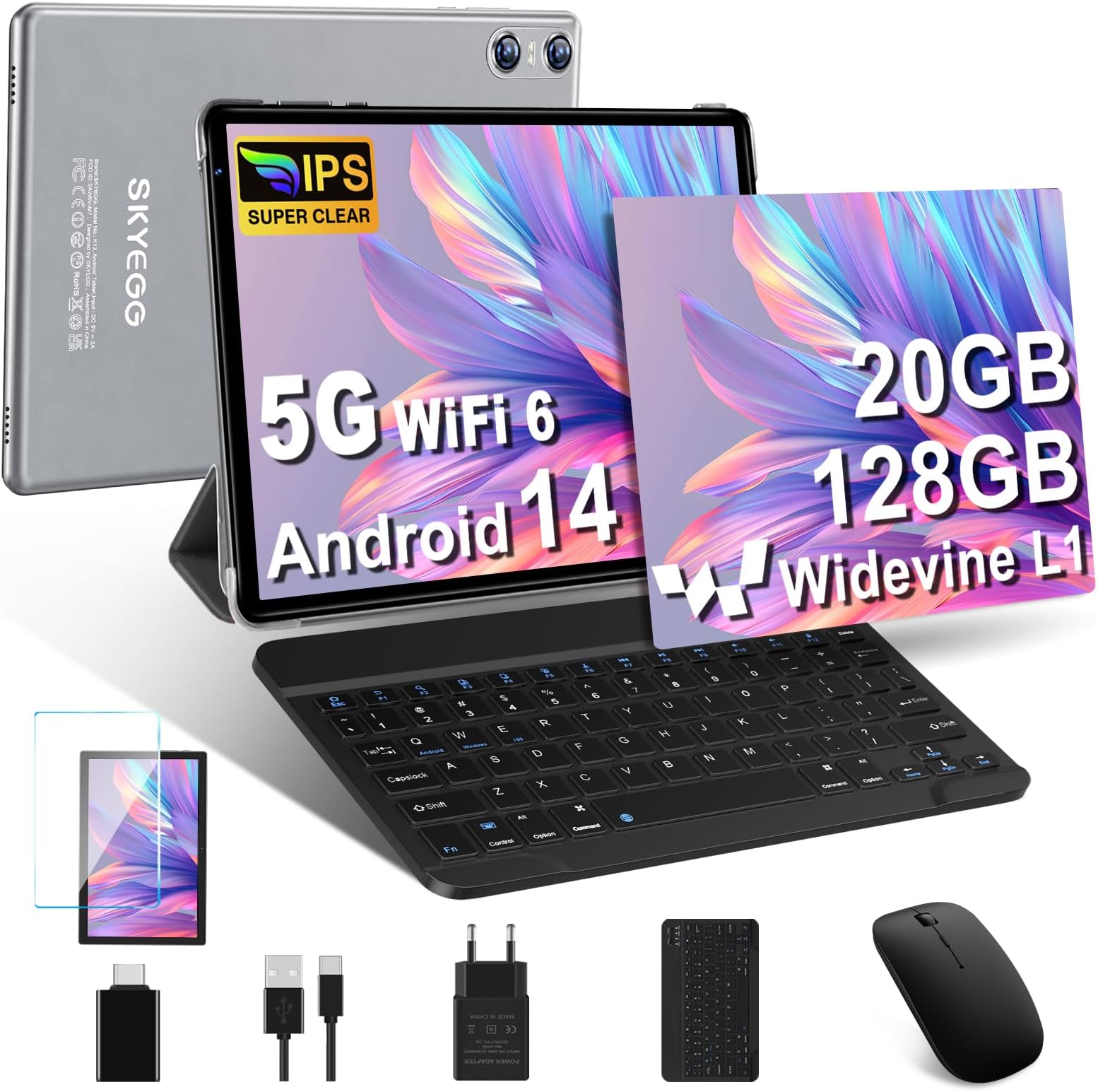 TECLAST P30T Android-15-Tablet 10+Zoll Tablets mit Tastatur 10-Teiliges Set, 12GB RAM+128GB ROM ...