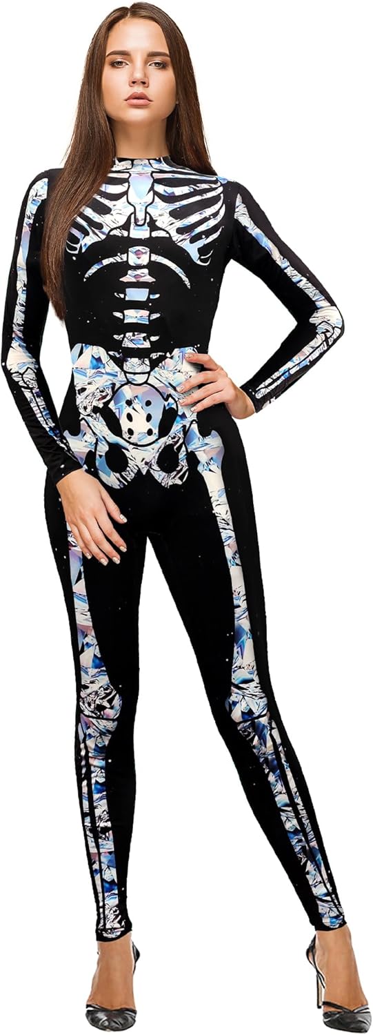 Amazon.com: KatchOn Silver Skeleton Costume - Women's Skeleton Bodysuit ...