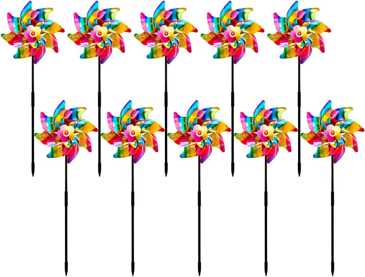 Amazon.com: 10-Pack Sparkly Reflective Pinwheels, Pin Wheel Holographic ...