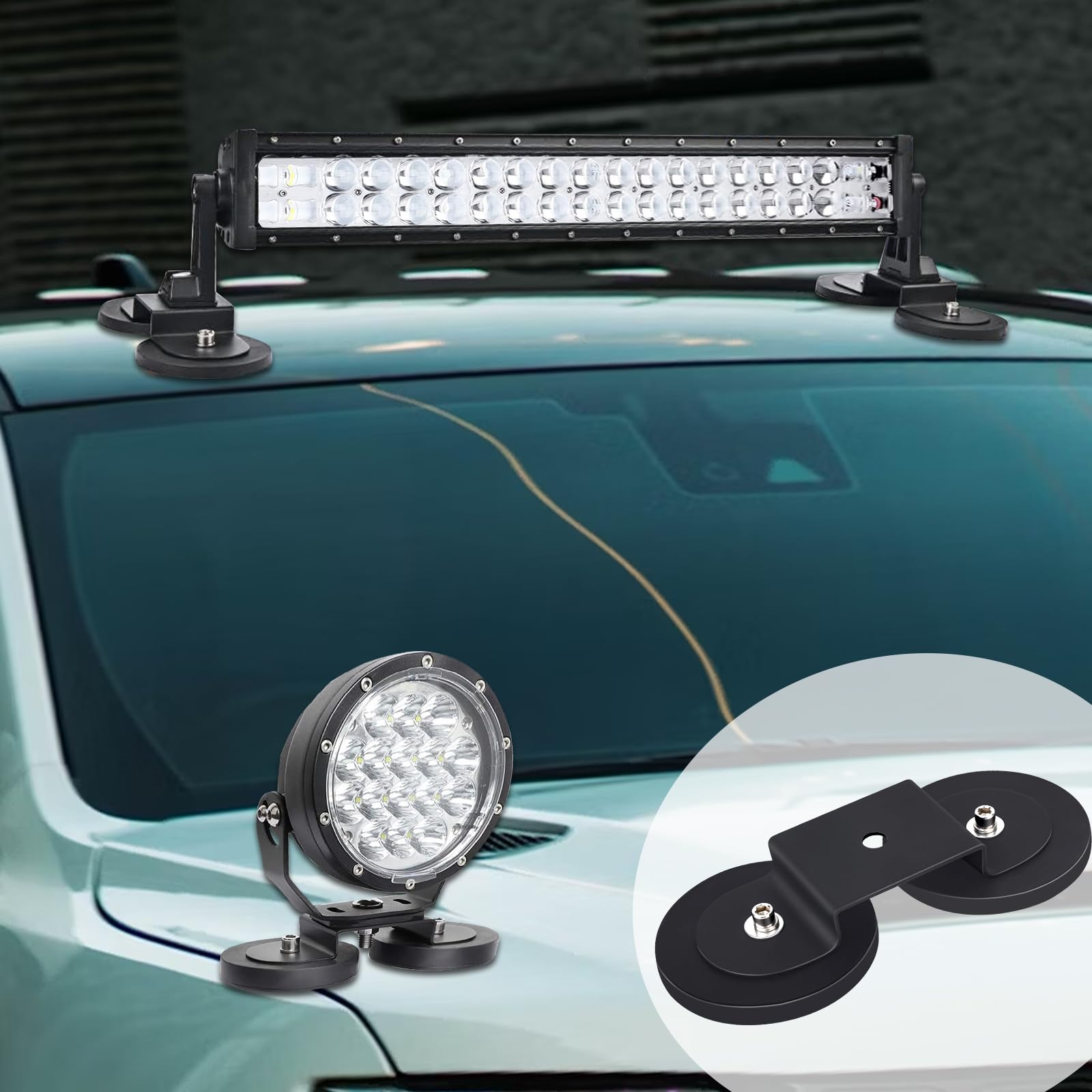 Truck Bed Light Bar Mounts LTEODCHEW Roll Bar Mount White LED Dome