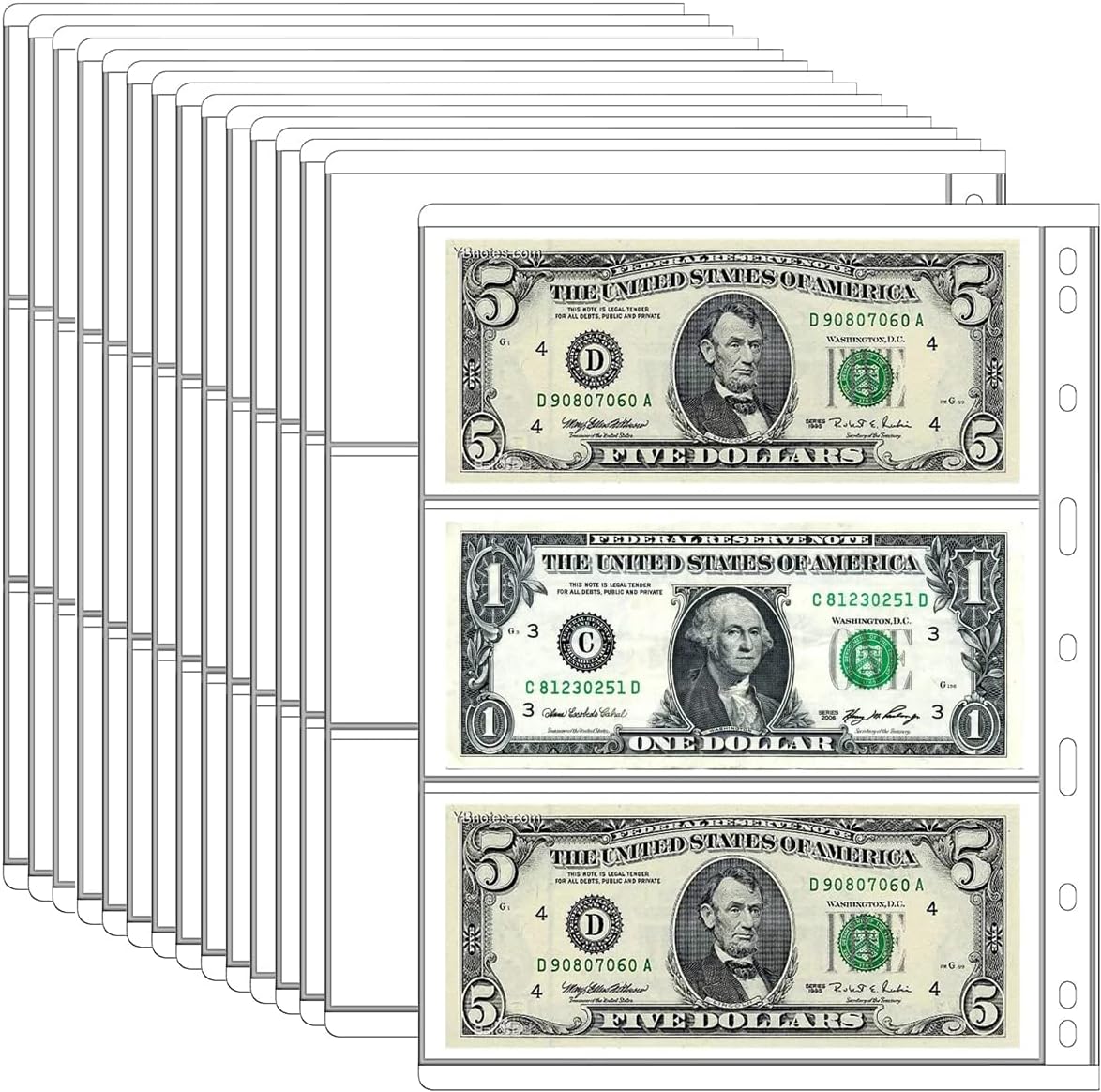 Yotsuba Coin Pocket Pages, 10 Sheets Plastic Coin Pages 30-Pocket ...