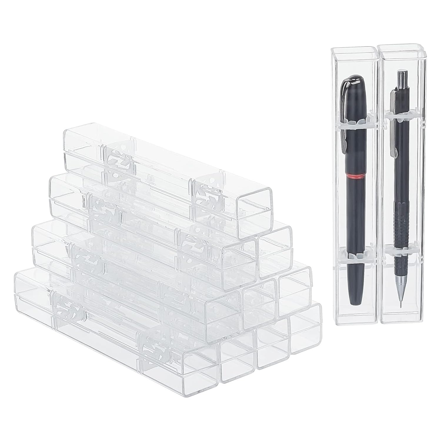 NBEADS 12pcs Plastic Pen Case, Transparent Pencil Case Box Clear Pen ...
