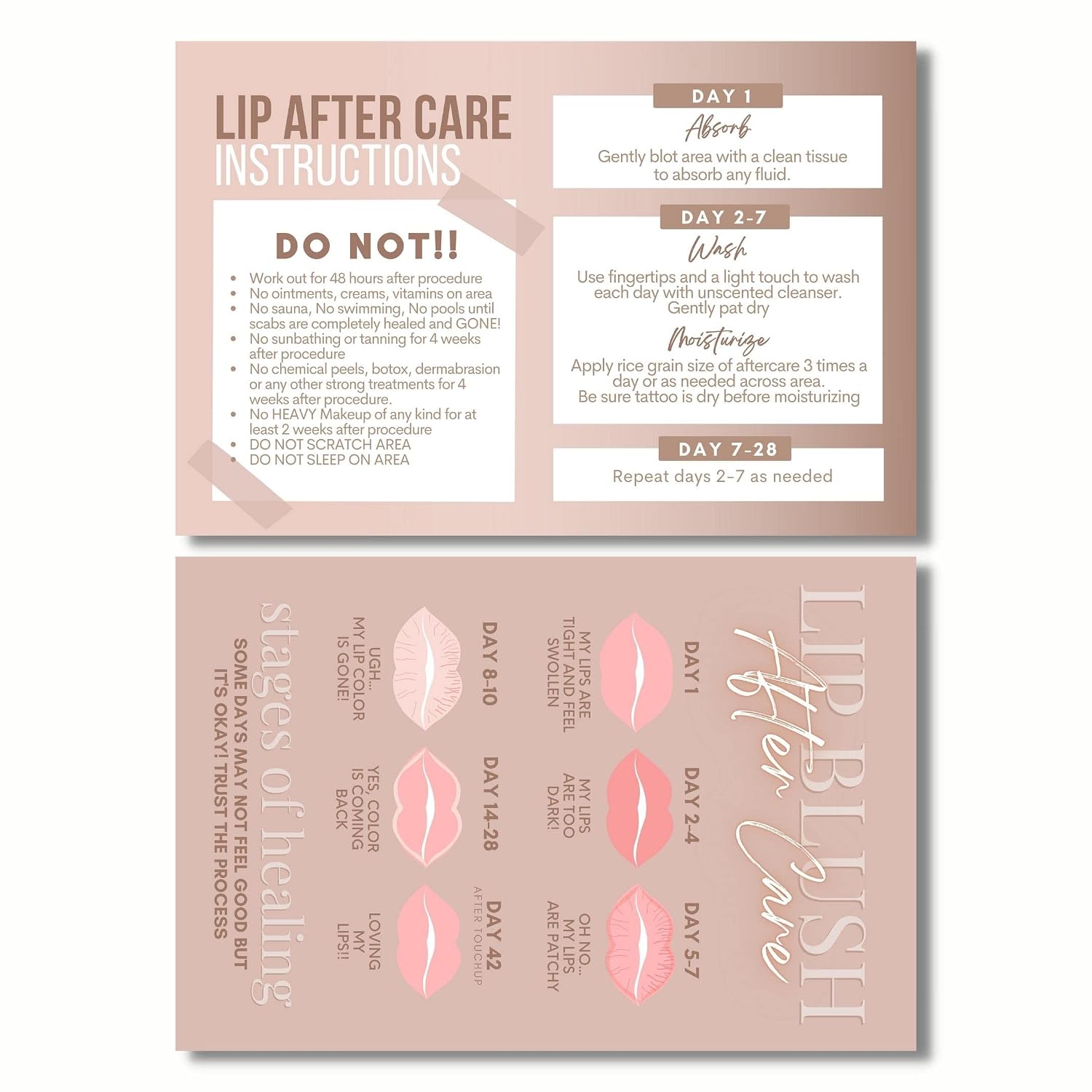 Amazon.com: Tats4now Lip Blush Aftercare Instruction Cards | 35 Pack ...