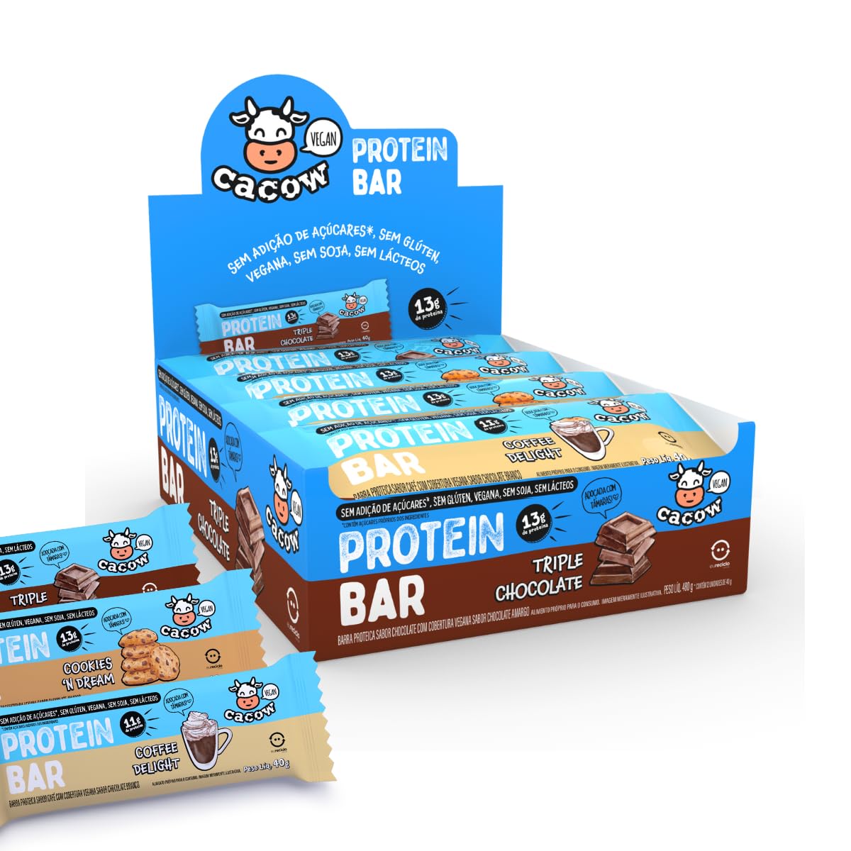 Caixa Mista - Barras De Proteína Cacow - Mix Bars Pack : Amazon.com.br ...