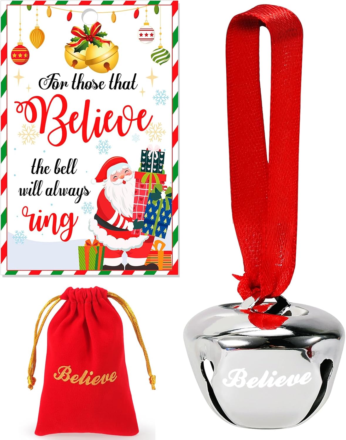 HOWAF Christmas Believe Bell Polar Express Jingle Bell Santa Christmas ...