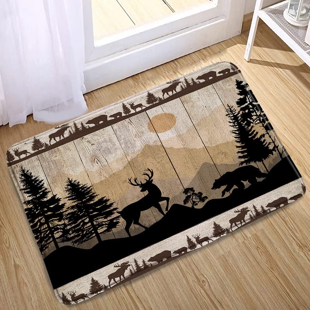 Amazon.com: Rustic Wildlife Bear Deer Moose Vintage Wooden Plank ...