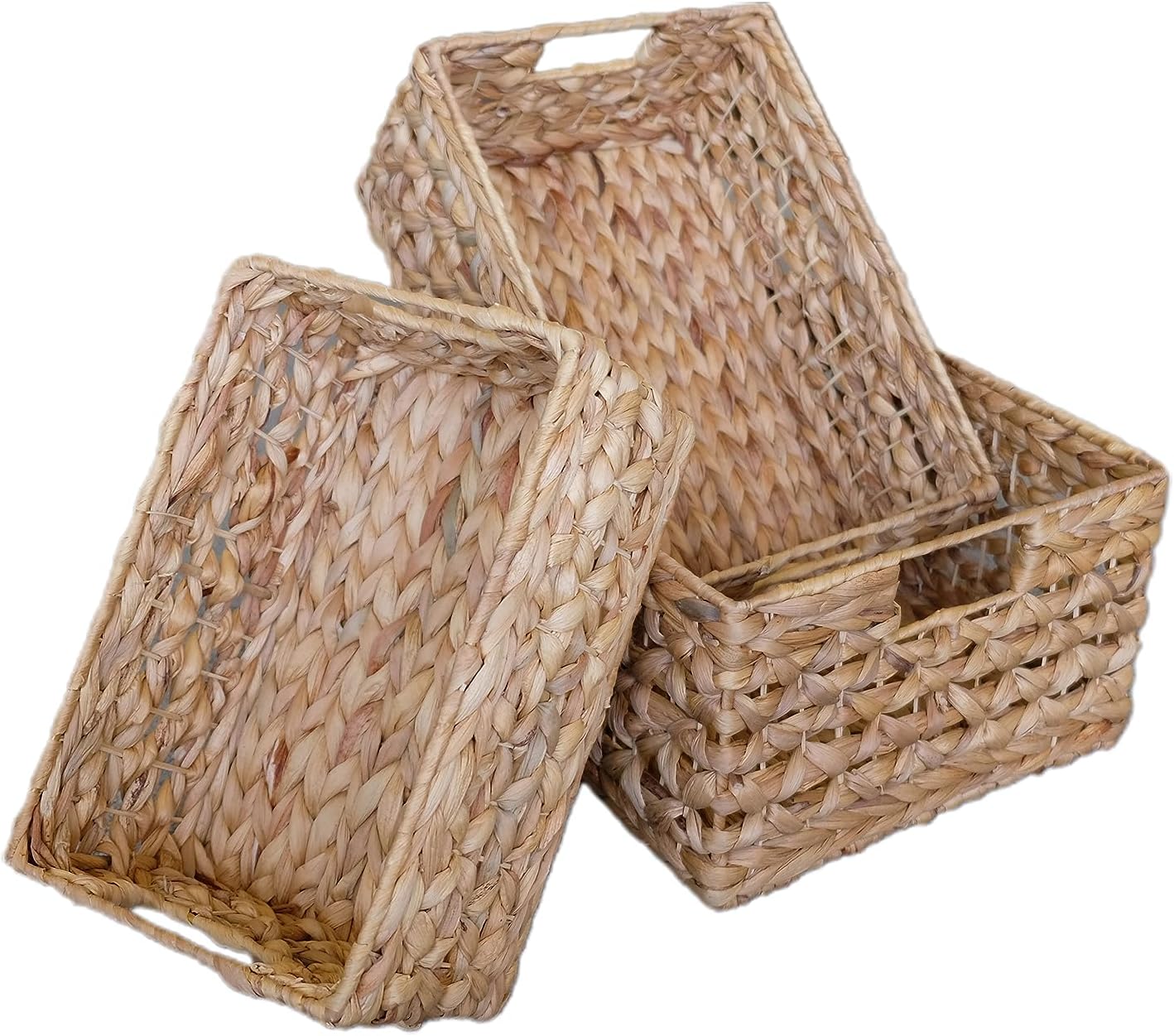Amazon.com: LiLaCraft Set 3 Natural Storage Baskets for Organizing ...