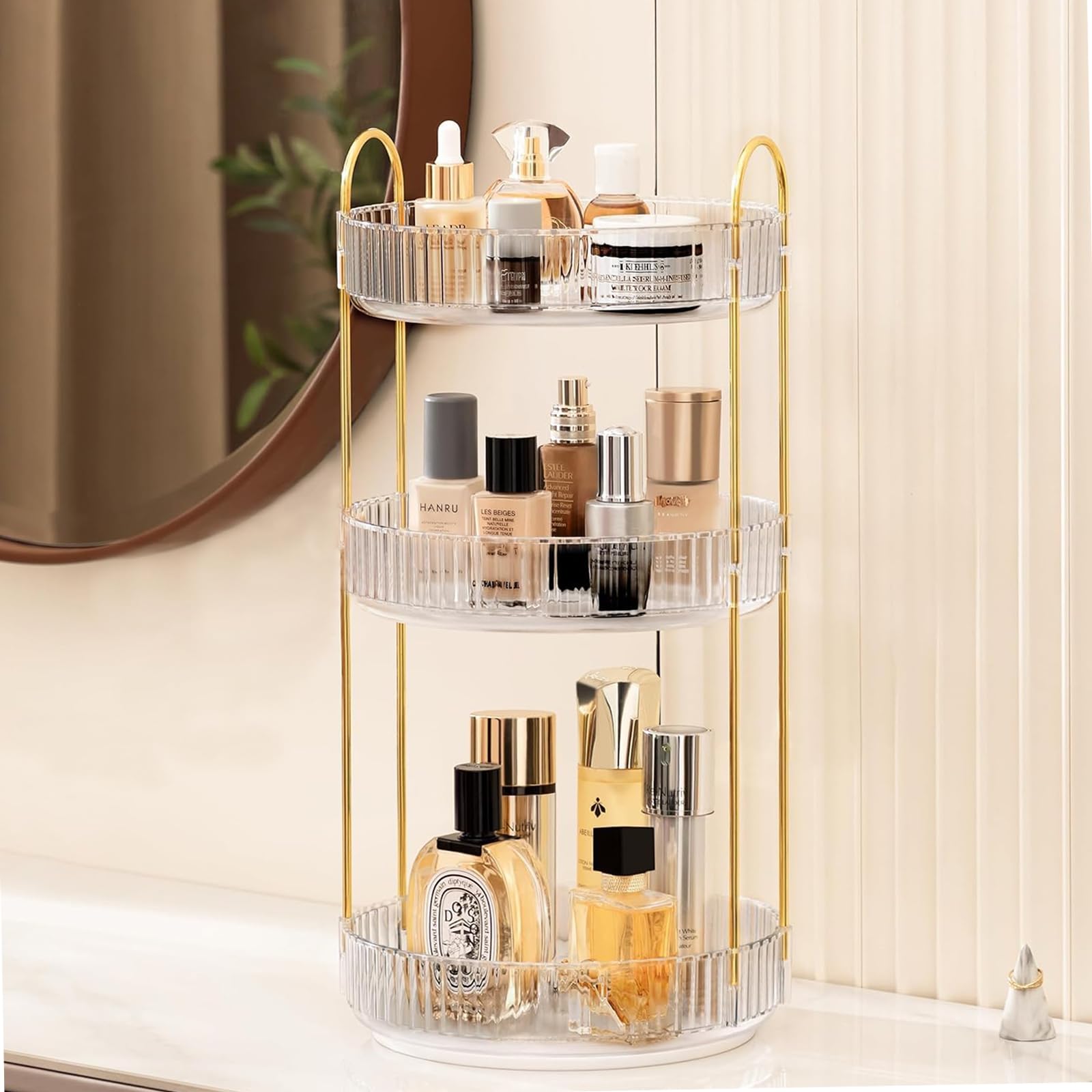 360° Rotating Makeup Organizer, Acrylic 3 Tier Cosmetic Skincare ...