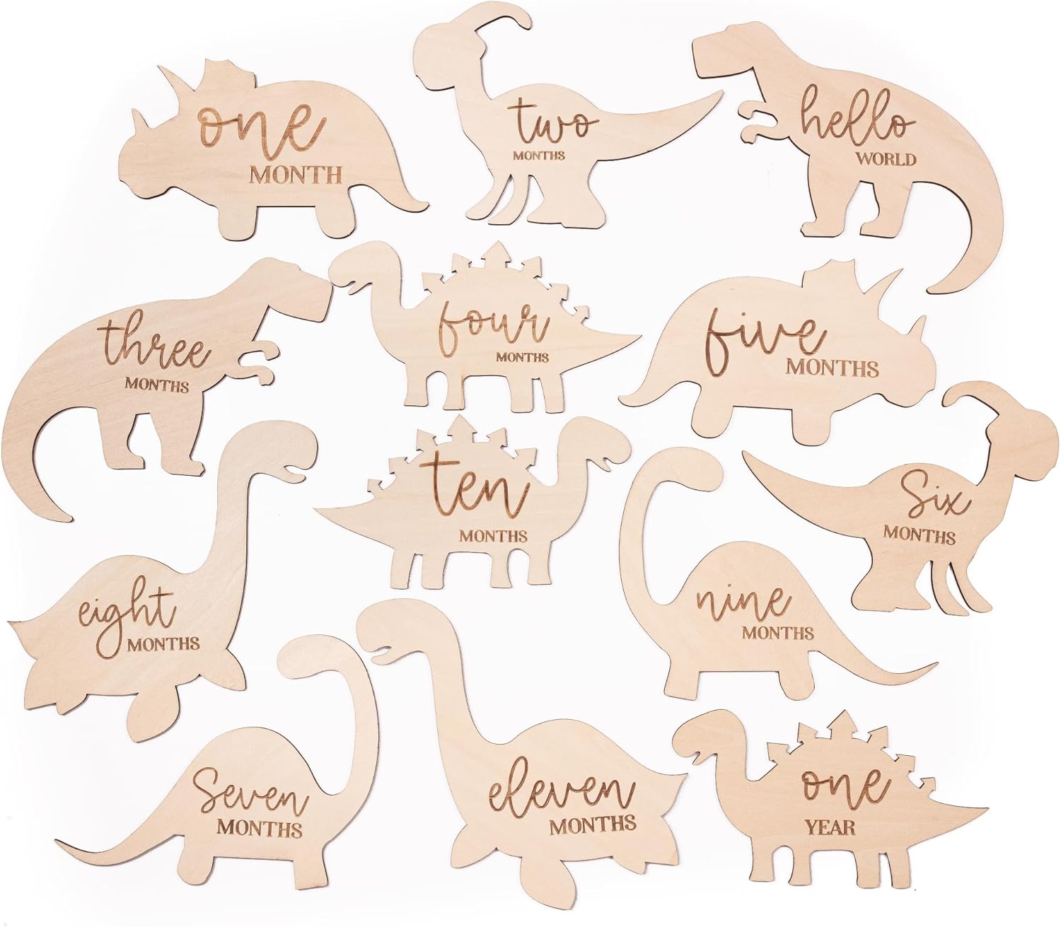 Amazon.com : Dinosaur Baby Monthly Milestone, Wooden Baby Milestone ...