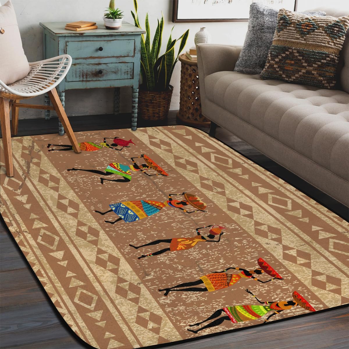 Amazon.com: FZDXZJJ Ethnic Aztec Area Rug for Living Room Bedroom 4'x 6 ...