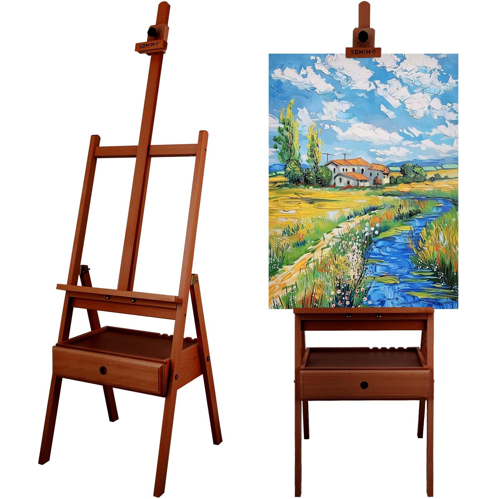 Amazon.com: Somime Large Wooden H-Frame Studio Easel, Solid Beechwood ...