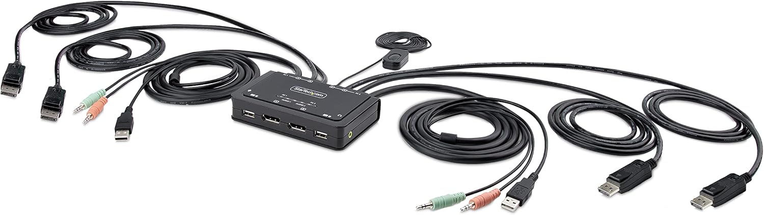StarTech.com Switch KVM à 2 Ports avec Câble DisplayPort, 4K 60Hz ...
