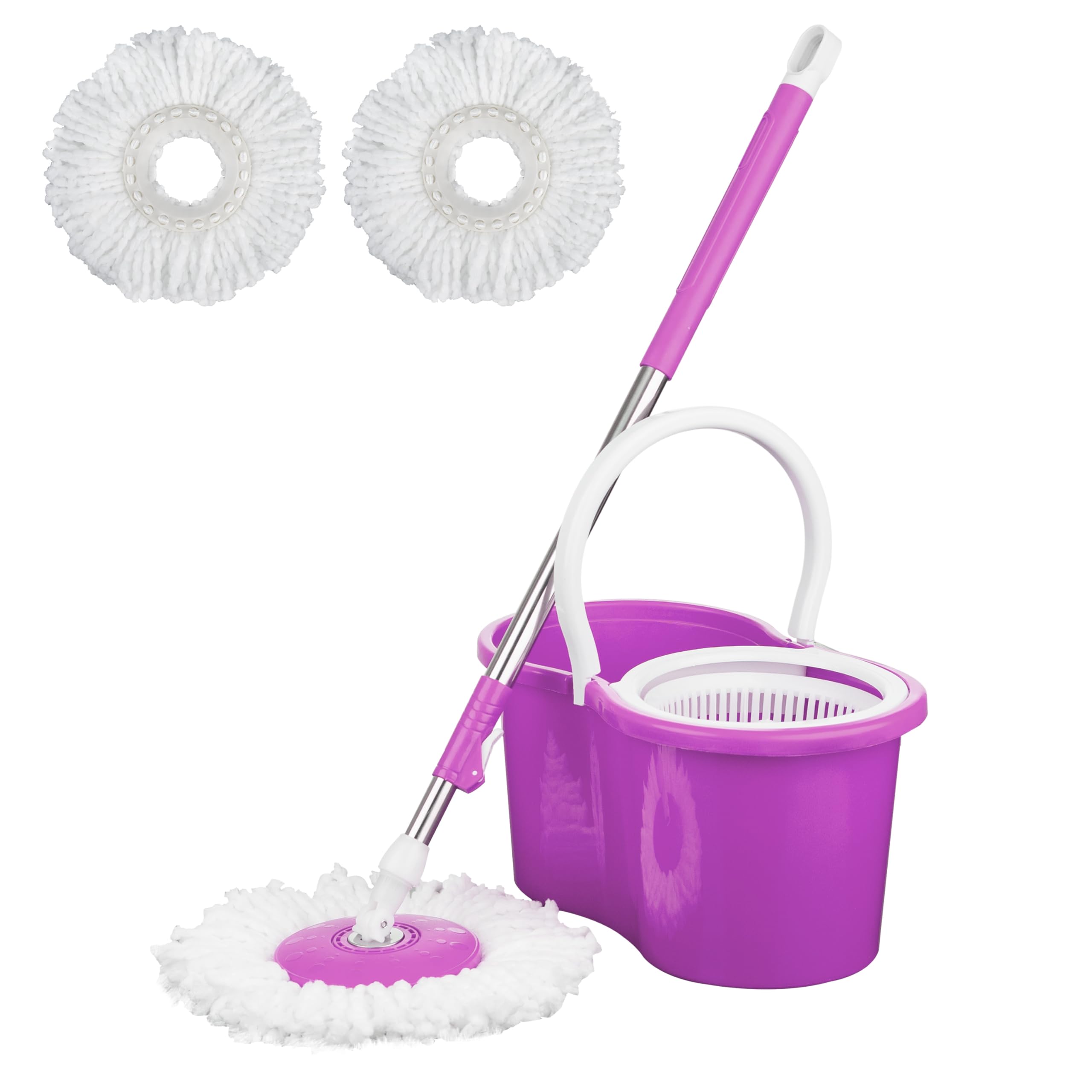 Mop and Bucket Set, Spin Mop for Cleaning Floors with Two Mop Heads, 1 ...