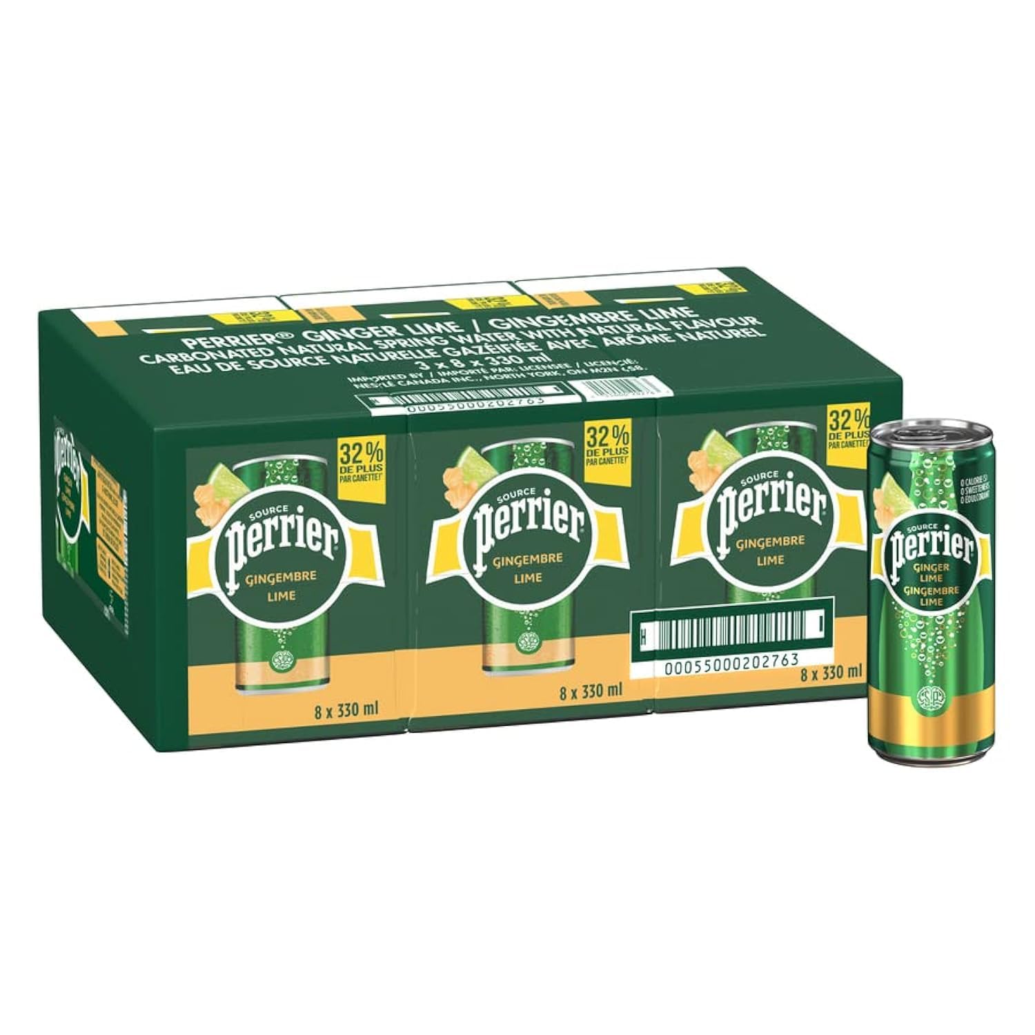 Perrier Ginger Lime Carbonated Natural Spring Water with Natural ...