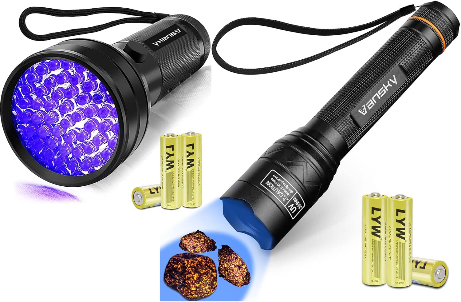 Vansky 【Recommend】 365nm UV Light Flashlight and 51 LED 395nm Blacklight UV Flashlight Pet Urine ...