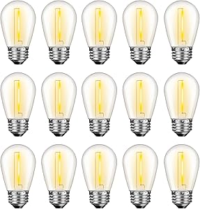 GvvooHome LED S14 Replacement Light Bulbs for Outdoor String Lights, 1W ...