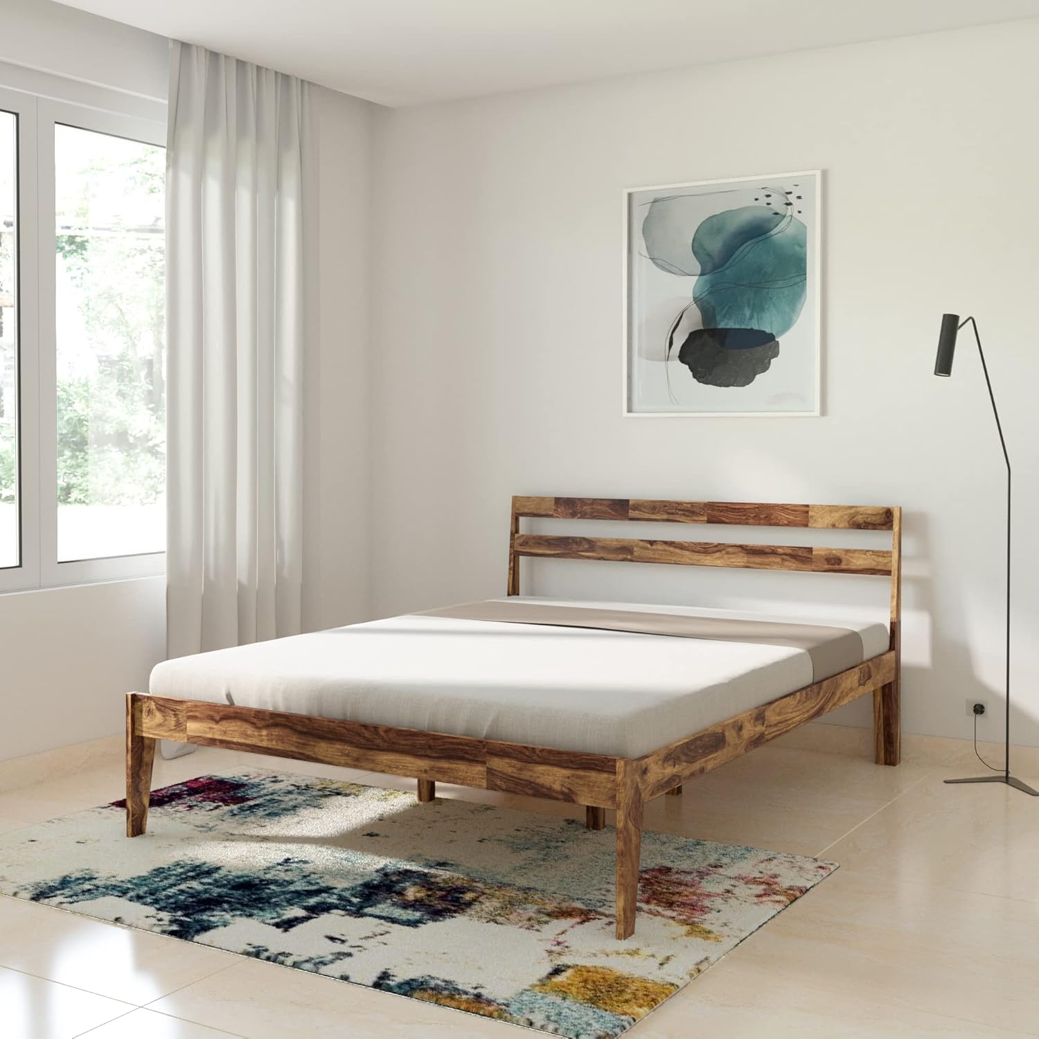 Amazon Brand - Solimo Burnley Queen Size Solid Sheesham Wood Bed ...