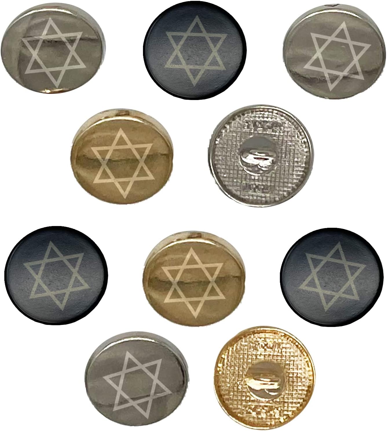 Amazon.com: Star of David Jewish 0.6" (15mm) Round Metal Shank Buttons ...