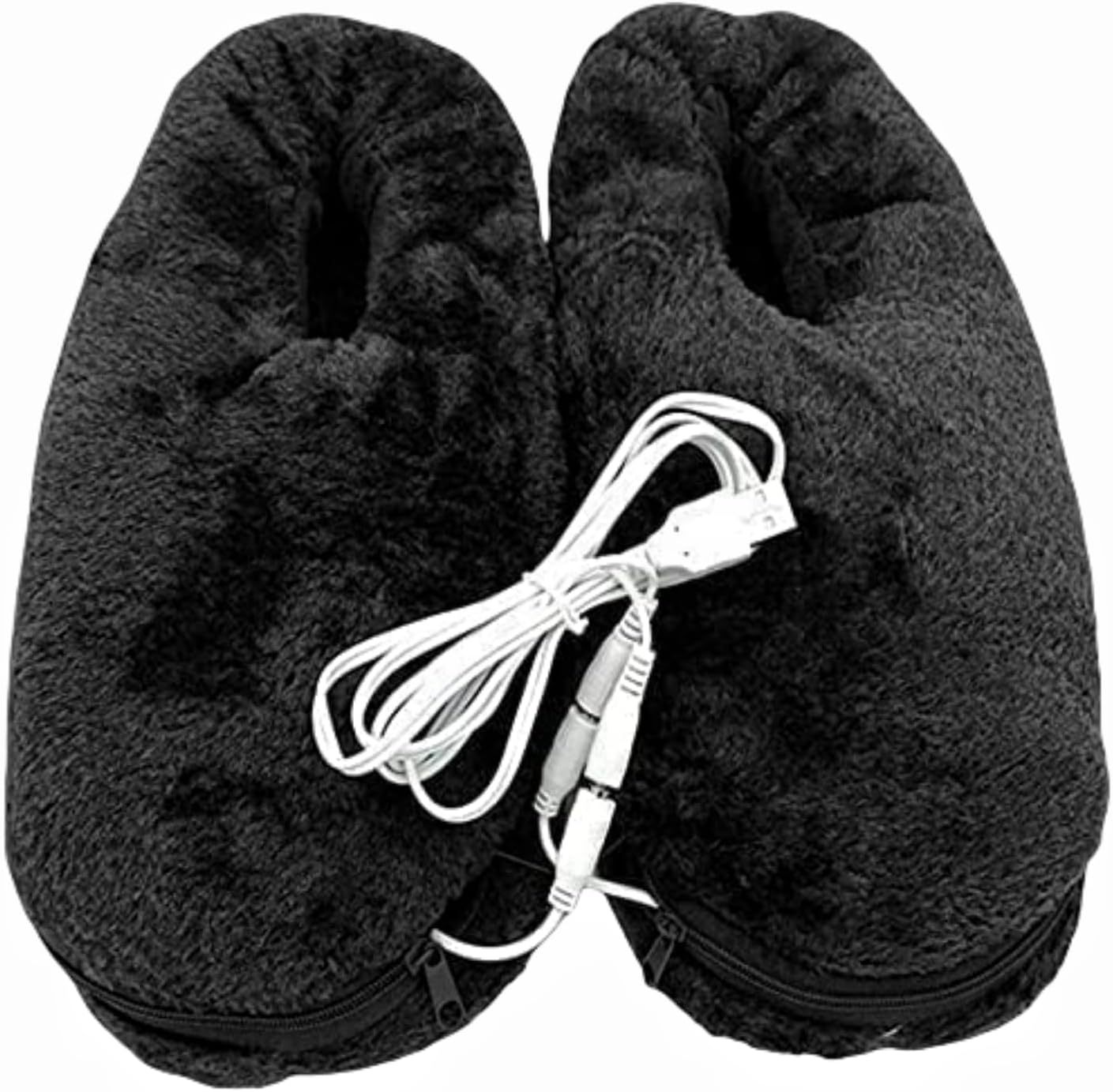 USB Heated Slippers Foot Warmer Plush Electric Heating Shoes, Unisex ...