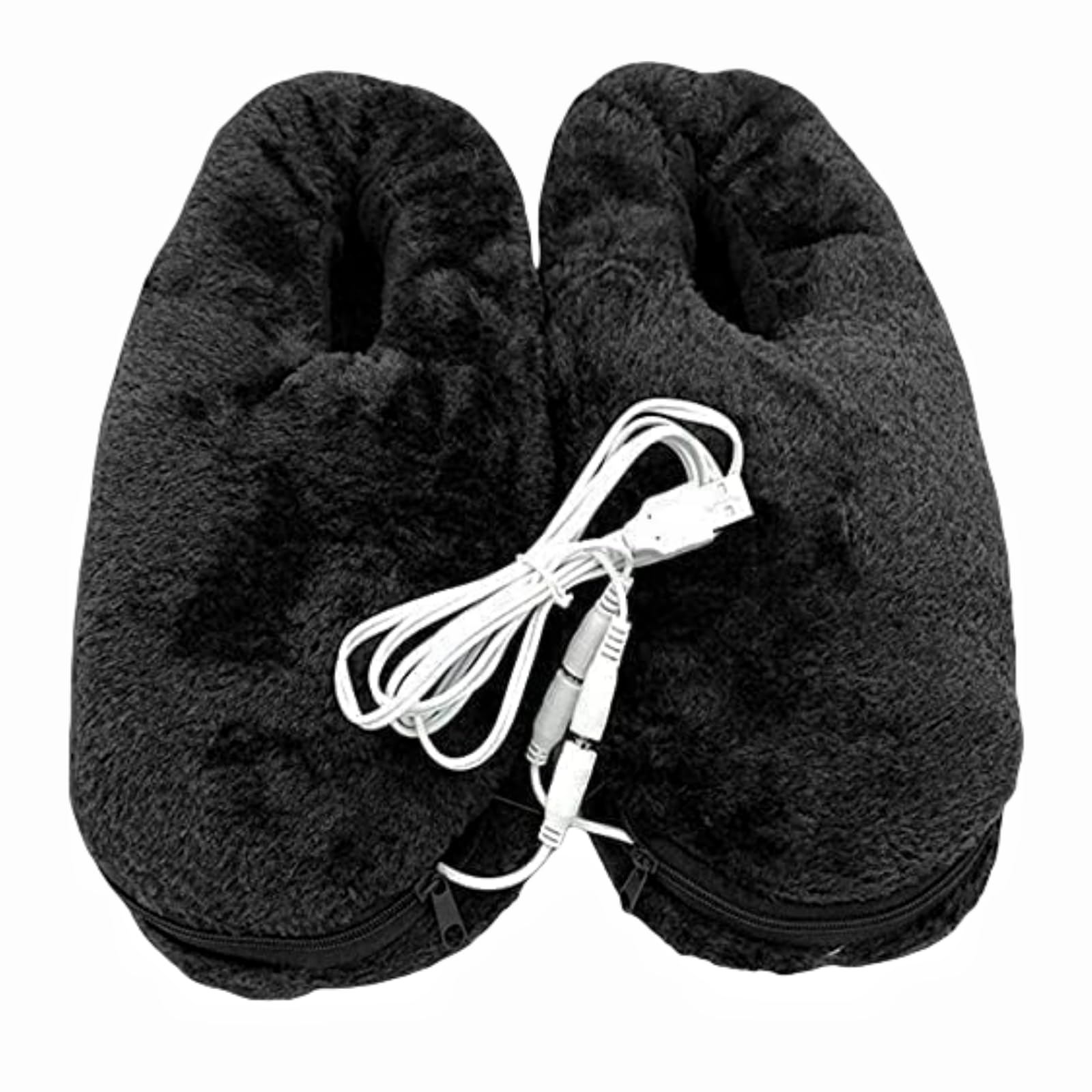 Furry USB Heated Slippers Foot Warmer for Men Women Elderly, Plush ...