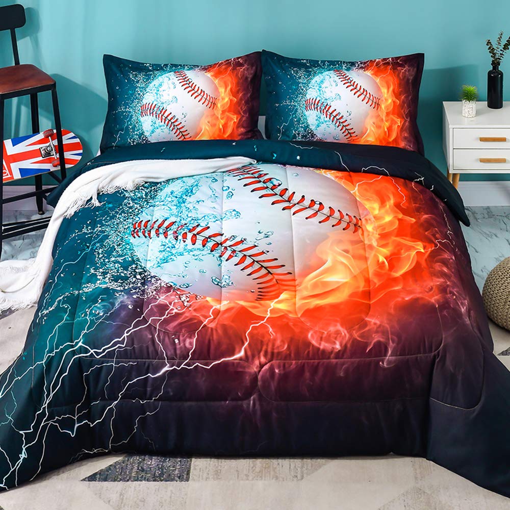 Amazon.com: Andency 3D Baseball Comforter Twin (66x90 Inch), 2 Pieces ...