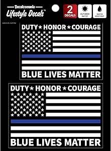 Amazon.com - Thin Blue Line Flag Decals - Duty Honor Courage Blue Lives ...