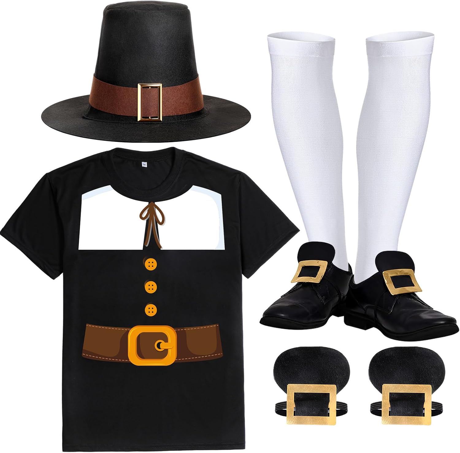 Amazon.com: HooLing 4 Pcs Thanksgiving Pilgrim Costume Set for Shirt ...