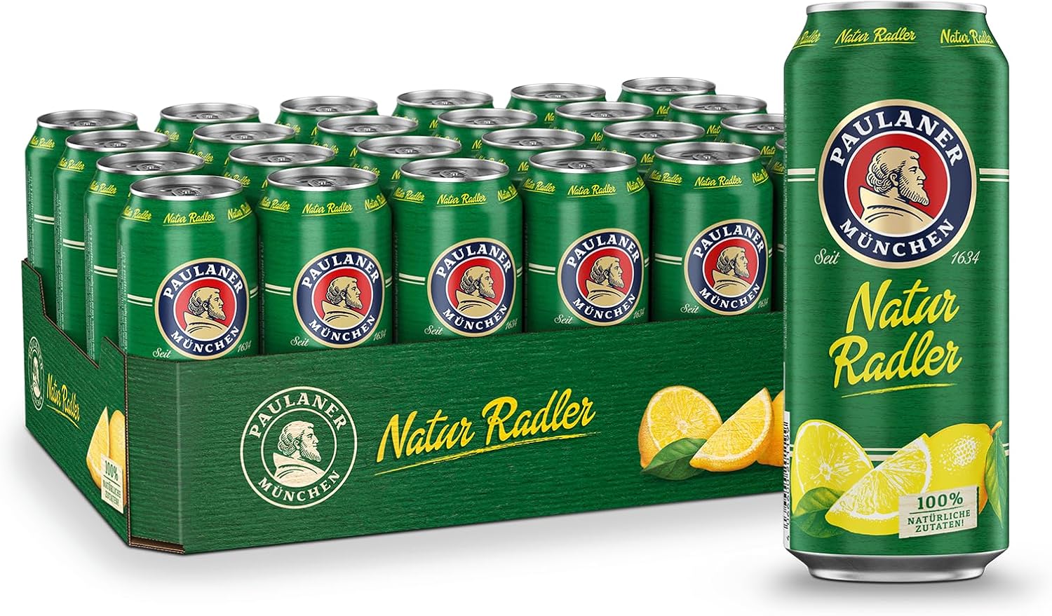 Paulaner Natur Radler•Biermischgetränk Münchner Hell-Zitronenlimonade•EINWEG(24x0,5l) : Amazon ...