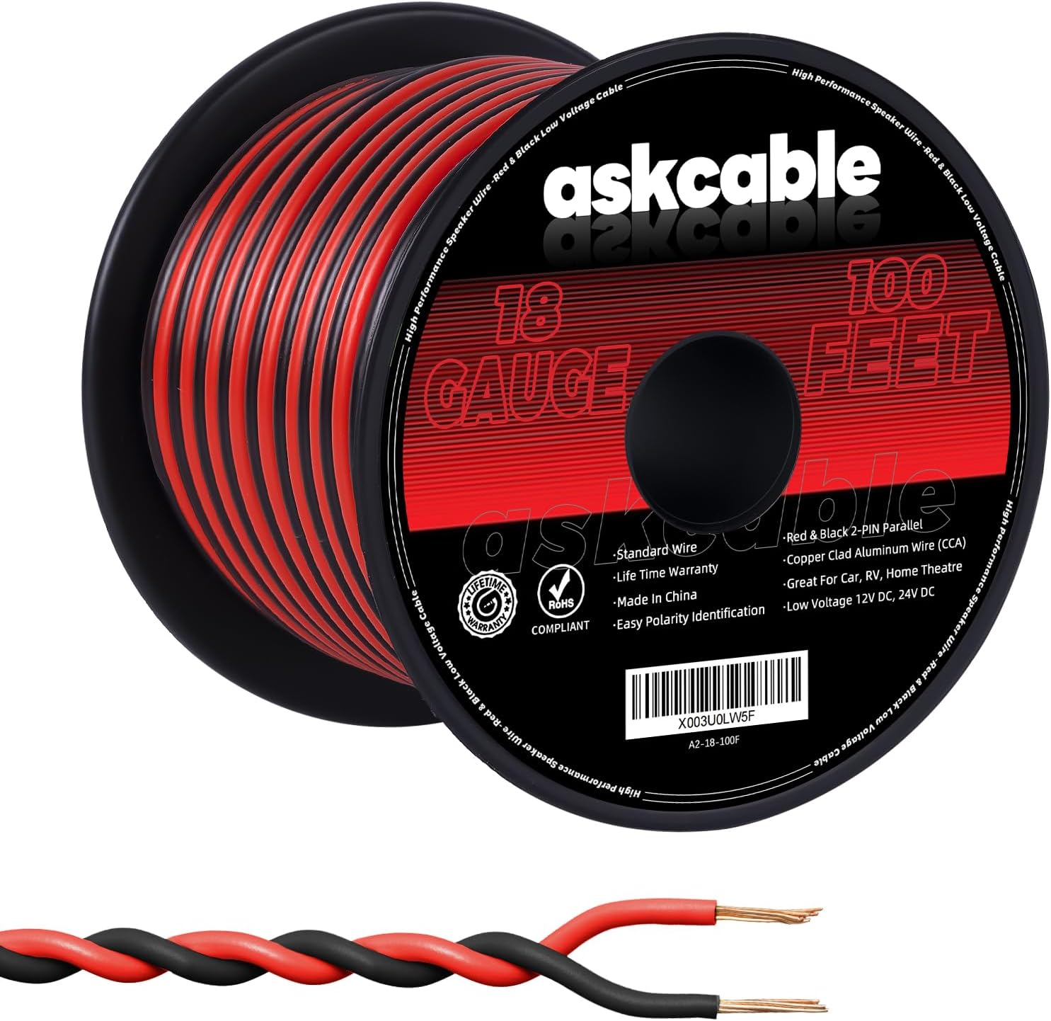 Amazon.com: Monoprice Choice Series 18 Gauge AWG 2 Conductor Speaker ...