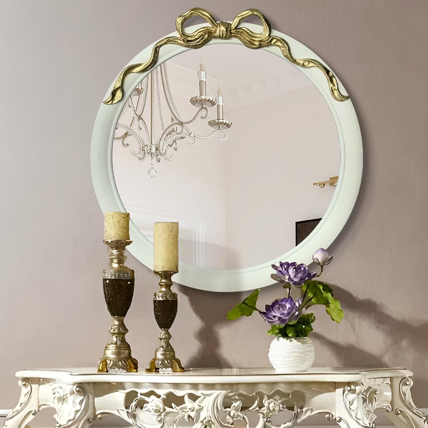 Amazon.com: 27 inch Round/Circle Wall Mirror, Vanity Bow Mirror for ...