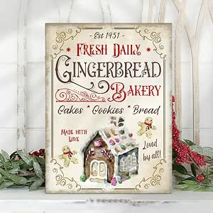 Amazon.com : Metal Tin SignsGingerbread Bakery Sign, Wall Decor ...
