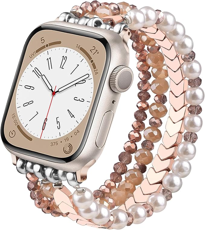 Amazon.com: MOFREE Beaded Bracelet Compatible with Apple Watch Band ...