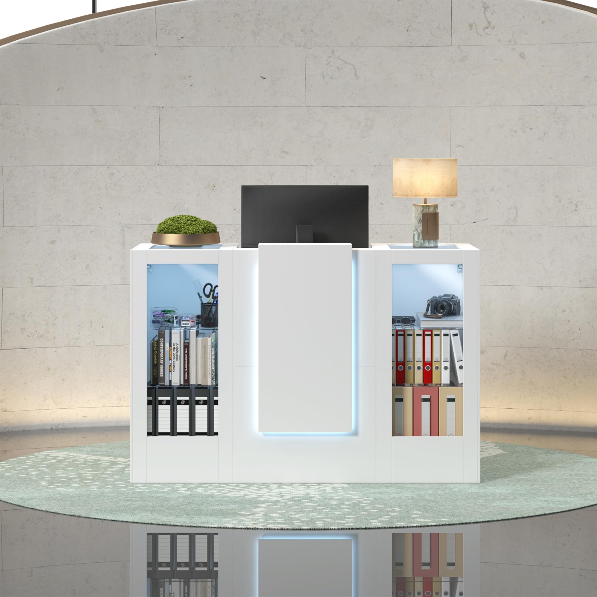 Buy Reception Desk with Counter, LED Light & Keyboard Tray, Retail ...